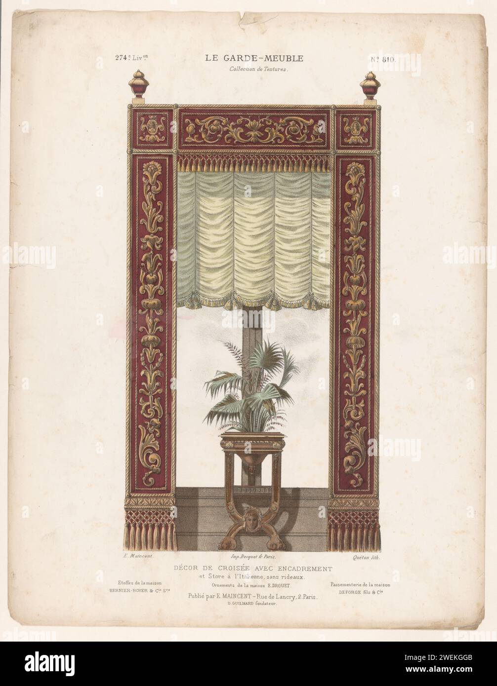 Window with frame and roman blind, quéton, after Eugène MAINCEN, c ...