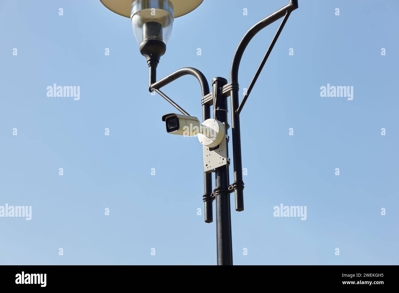 Cctv camera security on pole. Modern surveillance CCTV camera on ...