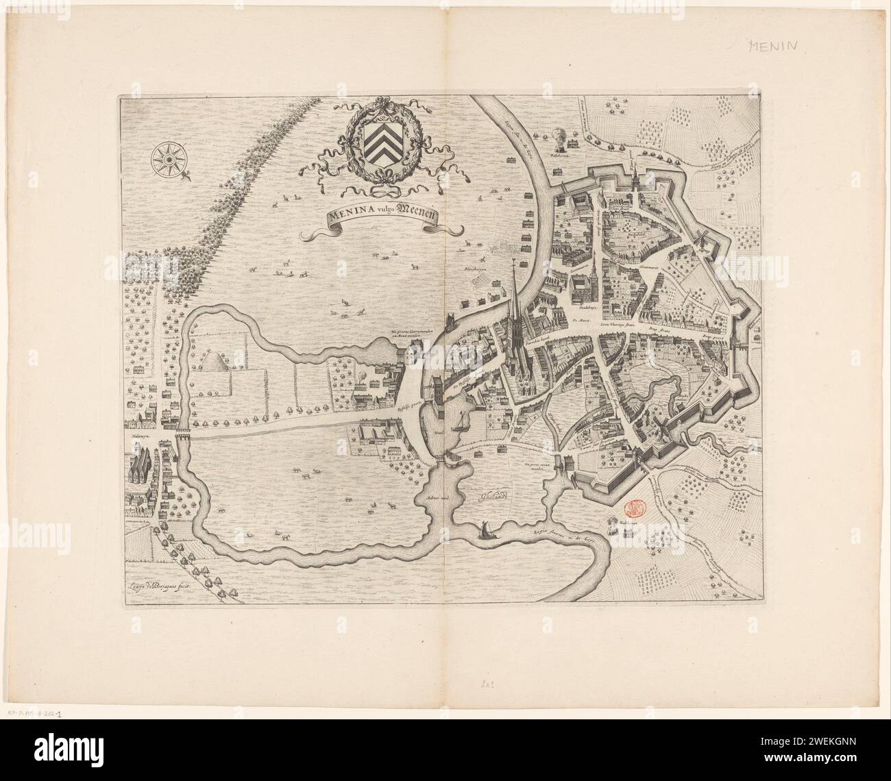 Map of Menen, Louis de Bersaques, 1652 print Map of Menen in a nutshell ...