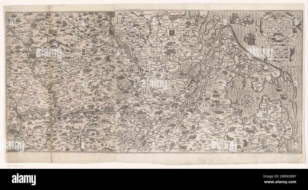 Map of the area around the Rhine, 1630 print TitleCartouche at the top ...