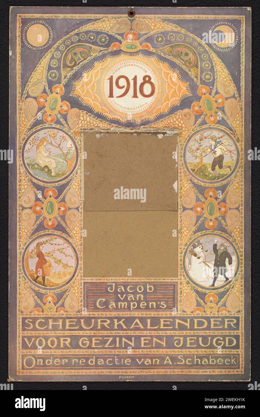 Calendar shield of a calendar for 1918, Anonymous, After Poussin, 1917 ...