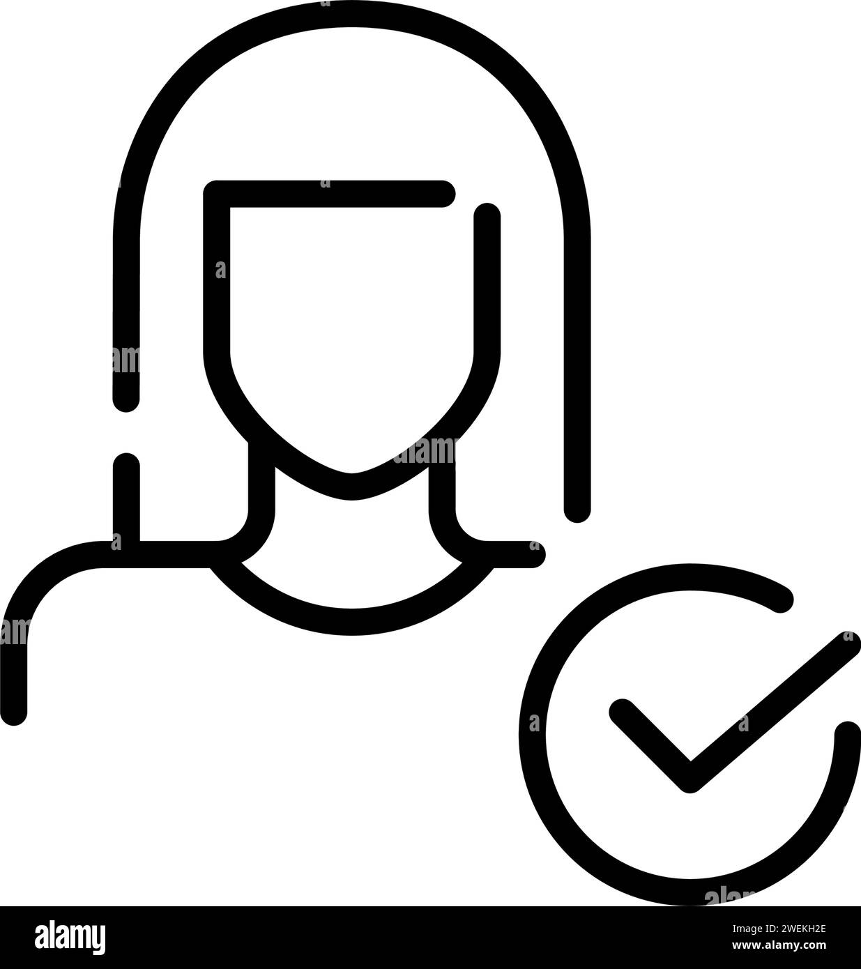 Approved user. Secure profile. Woman with long hair. Pixel perfect icon Stock Vector Image & Art ...