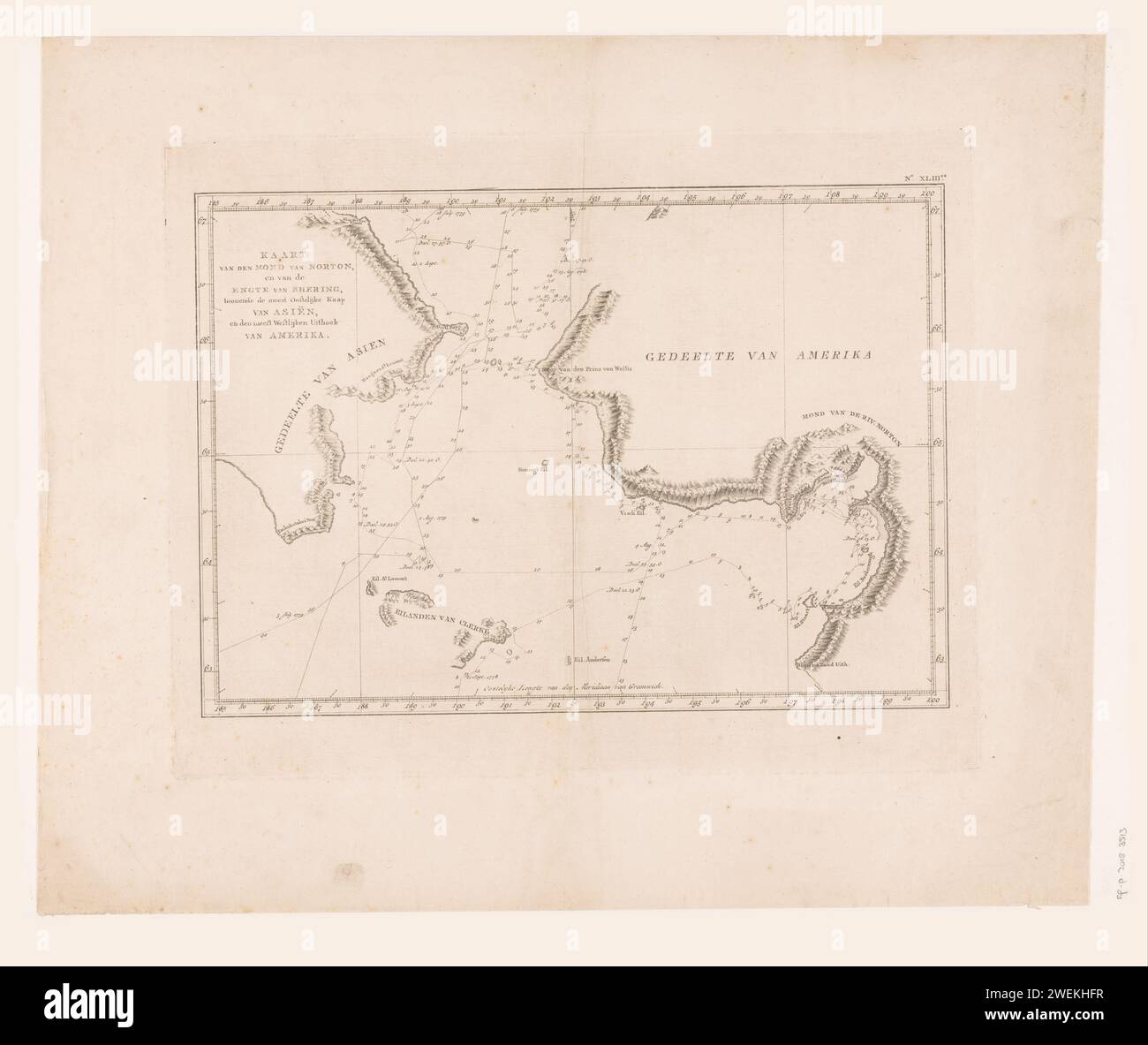 Map of the Beringstraat, Anonymous, 1795 - 1803 print Map with depth ...