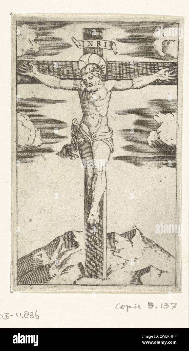 Christ on the Cross, Anonymous, After Marcantonio Raimondi, 1500 - 1575 print paper engraving ...
