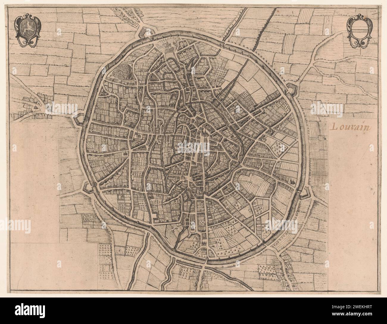 Map of Leuven, Anonymous, c. 1649 print The title has been credited to ...