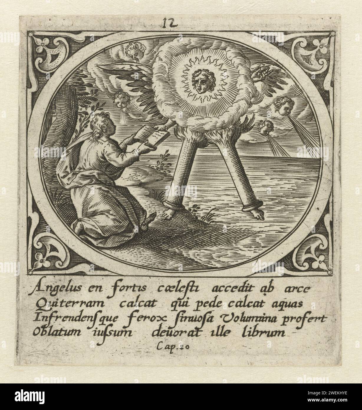 Angel with face like the sun and legs like columns of fire, 1585 print ...