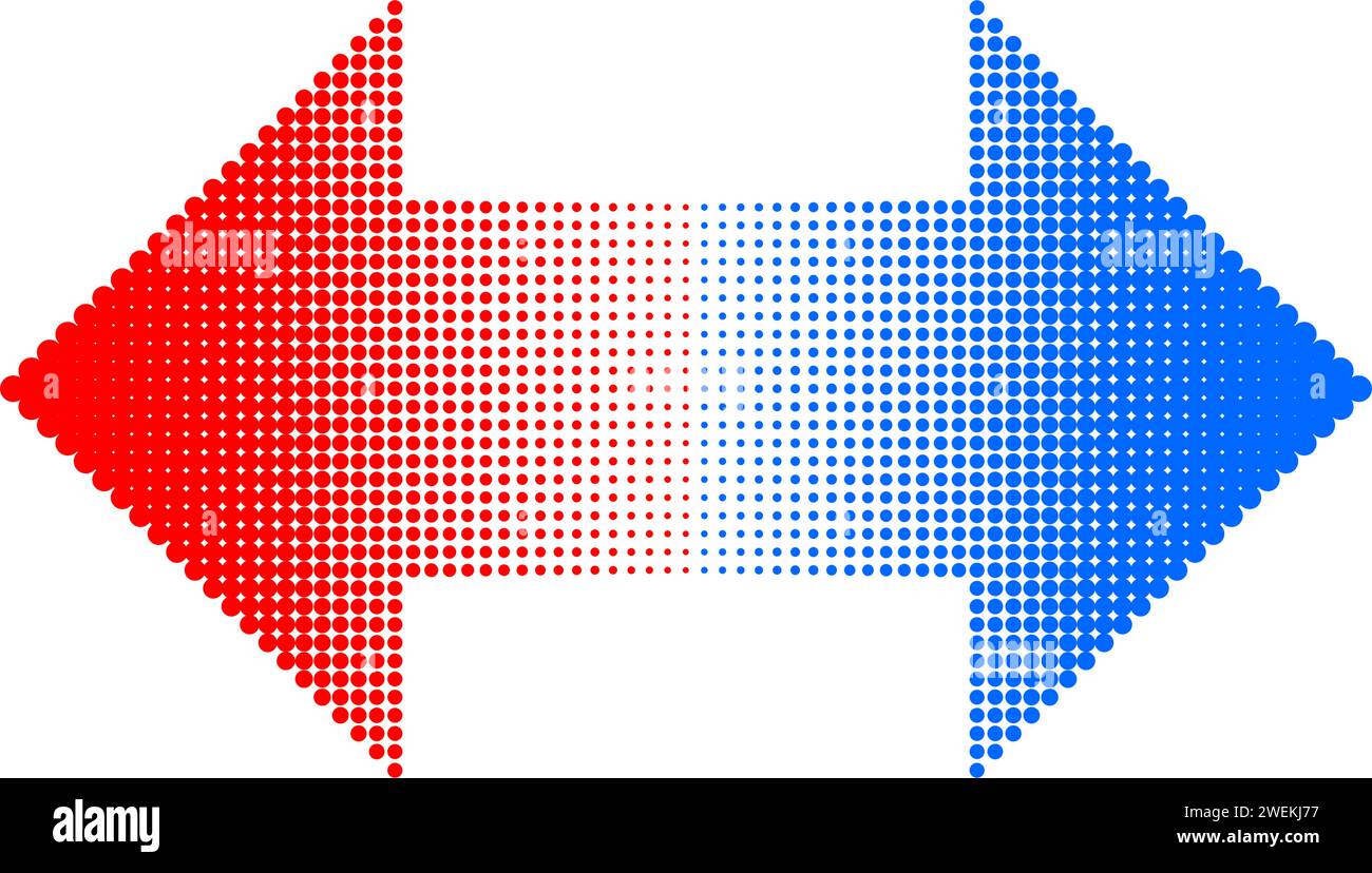 Red-blue scale in form of double-sided arrow. Motion to the left and ...