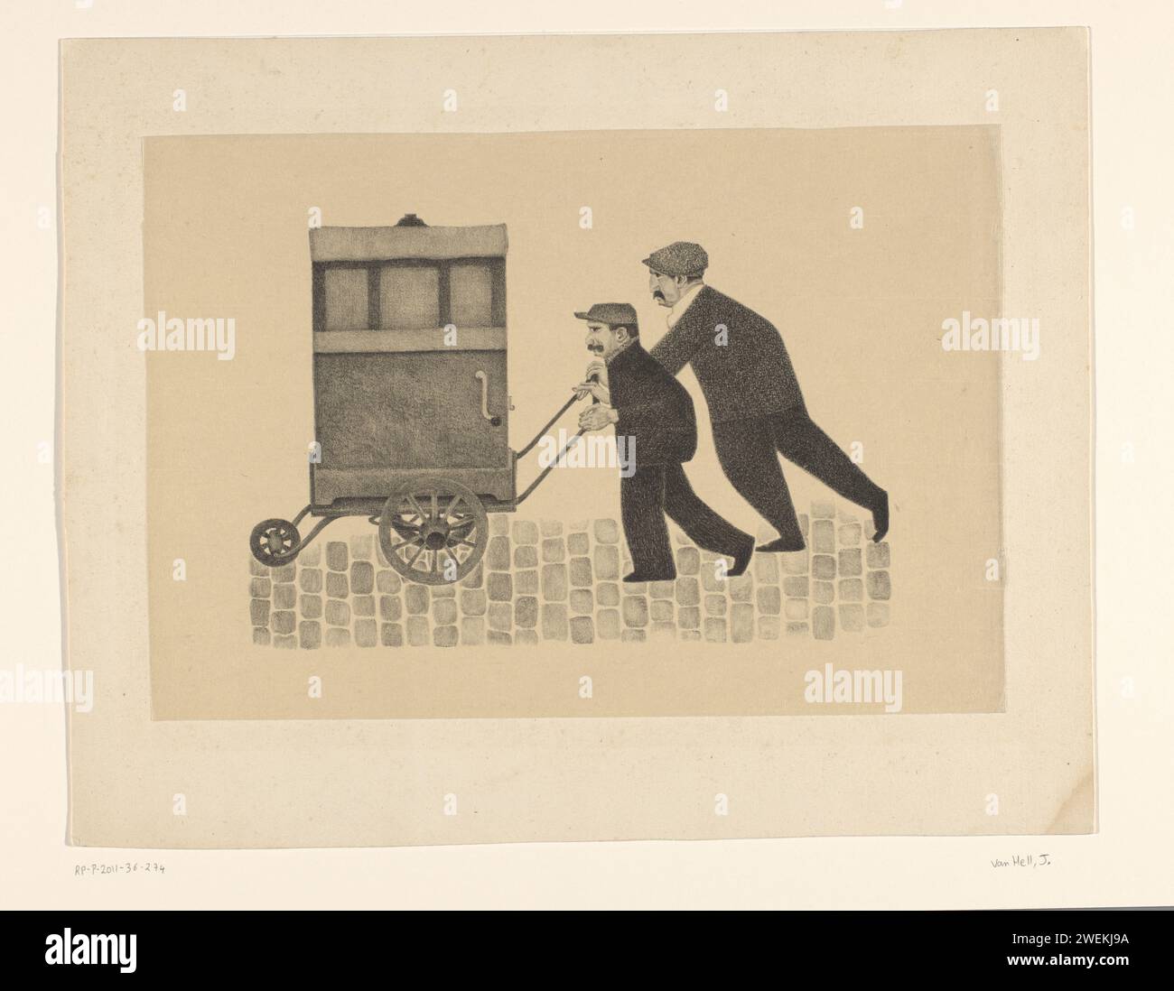 Het orgel, c. 1899 - in or before 1952 print Two men with caps, and ...