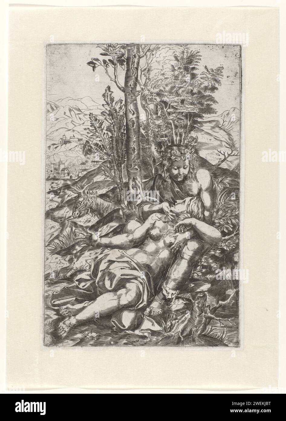 Medoro and Angelica in a landscape, c. 1520 - c. 1540 print Medoro is ...