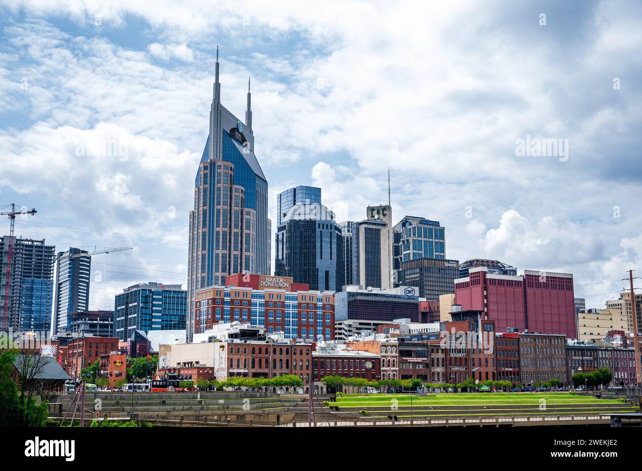 Daytime Skyline View of Downtown Nashville, Tennessee With Iconic ...