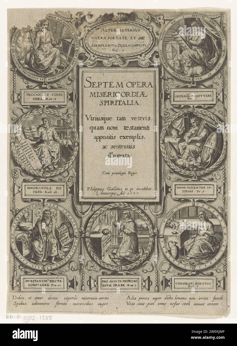 Works of Mercy, 1577 print Around the title seven medallions with ...