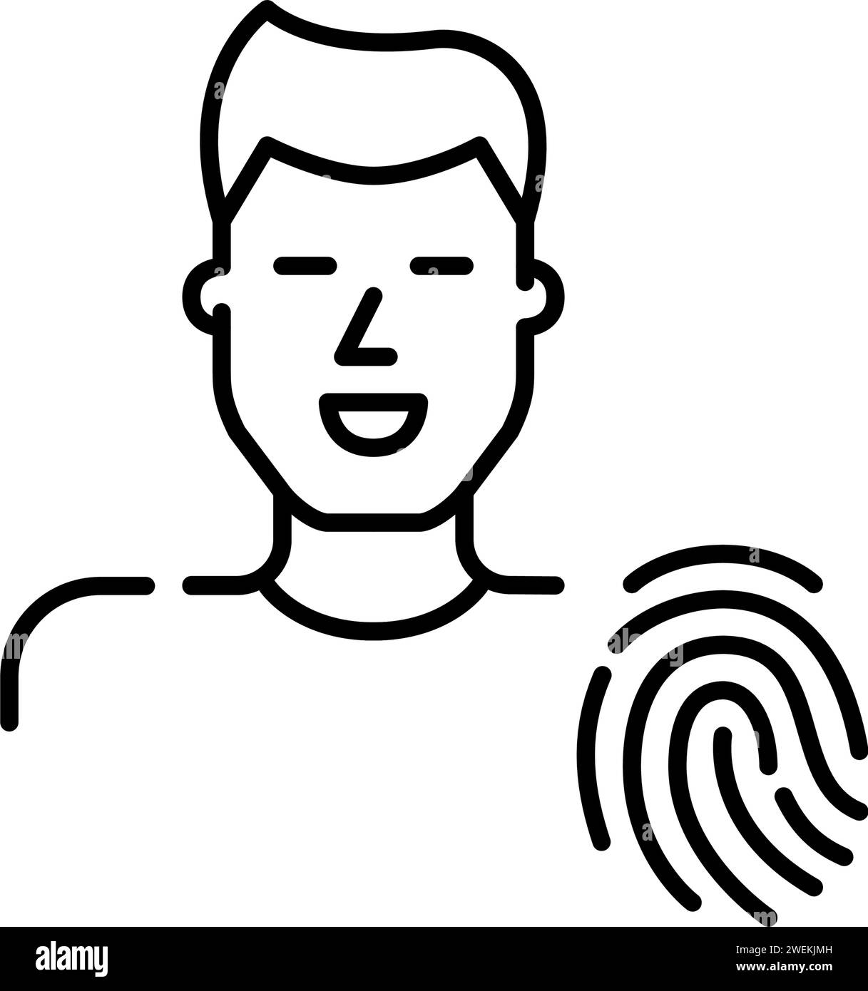 Biometric control system. Male user and fingerprint id. Pixel perfect ...