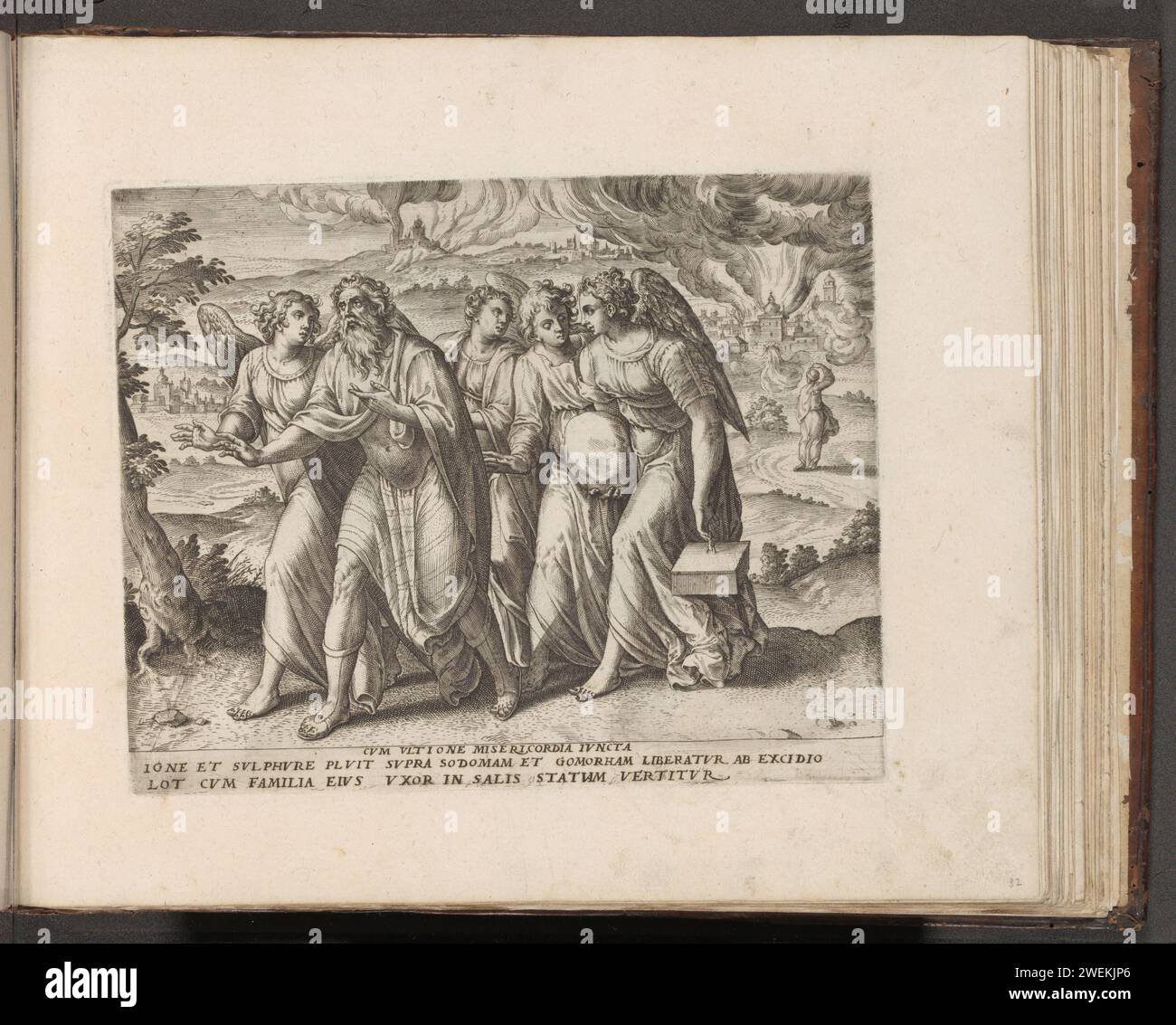 Lot leaves Sodom, 1579 print Lot leaves the city of Sodom with its ...