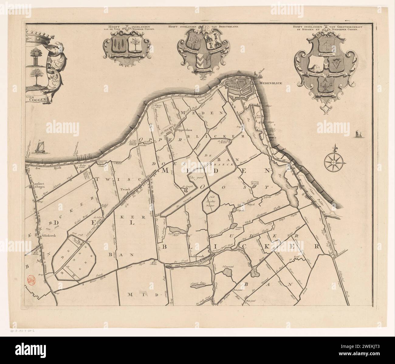 Map of the Dijkgraafschap van de Vier Noorder Koggen (part at the top ...