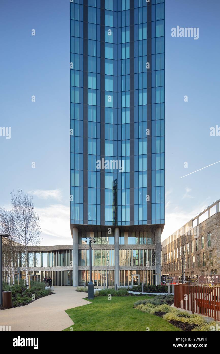 The north elevation of The Blade, the elliptical residential tower part ...