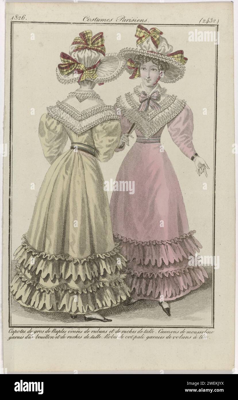 Journal of the ladies and fashions, Parisian costumes, August 20, 1826 ...