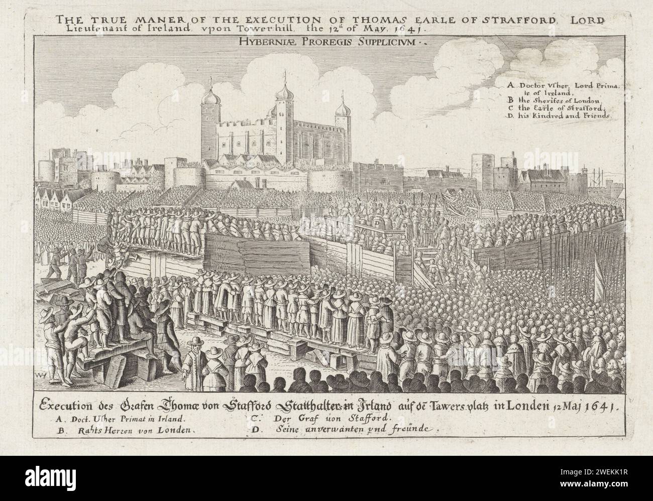 Execution of Thomas Wentworth, 1st count of Stafford, 1641, Wencslaus ...