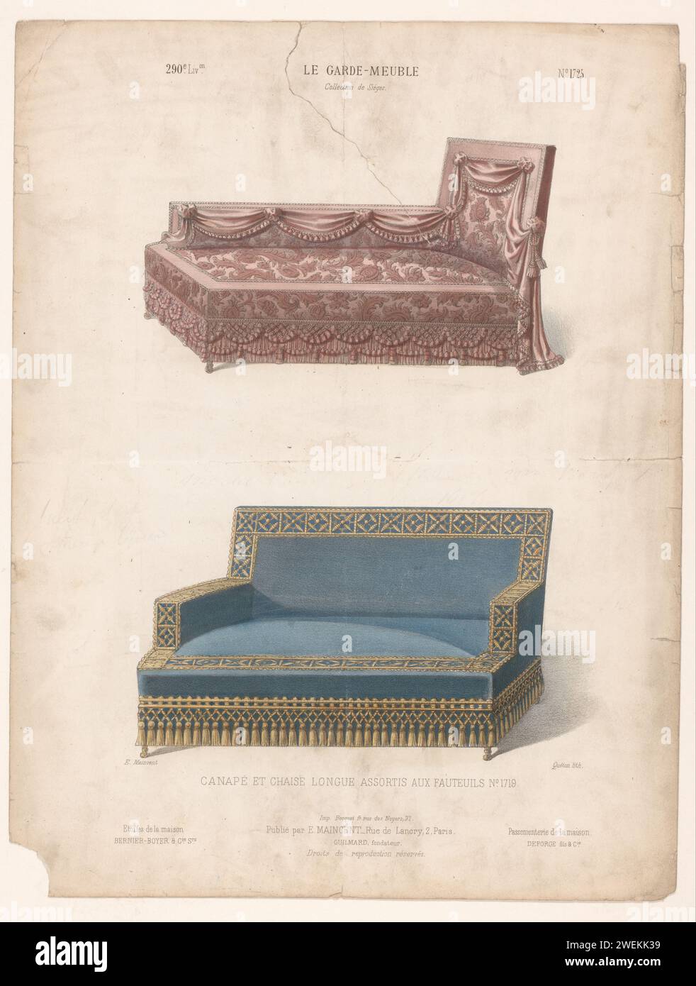 Sofa in a lounge chair, Quéton, 1885 - 1895 print Een sofa in a long ...