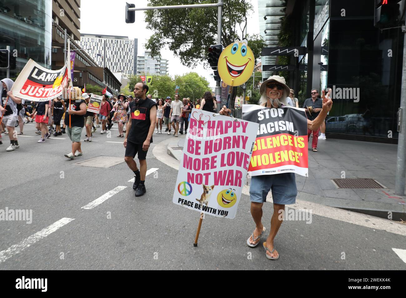 Sydney, Australia. 26th January 2024. Protesters gather in Belmore Park ...