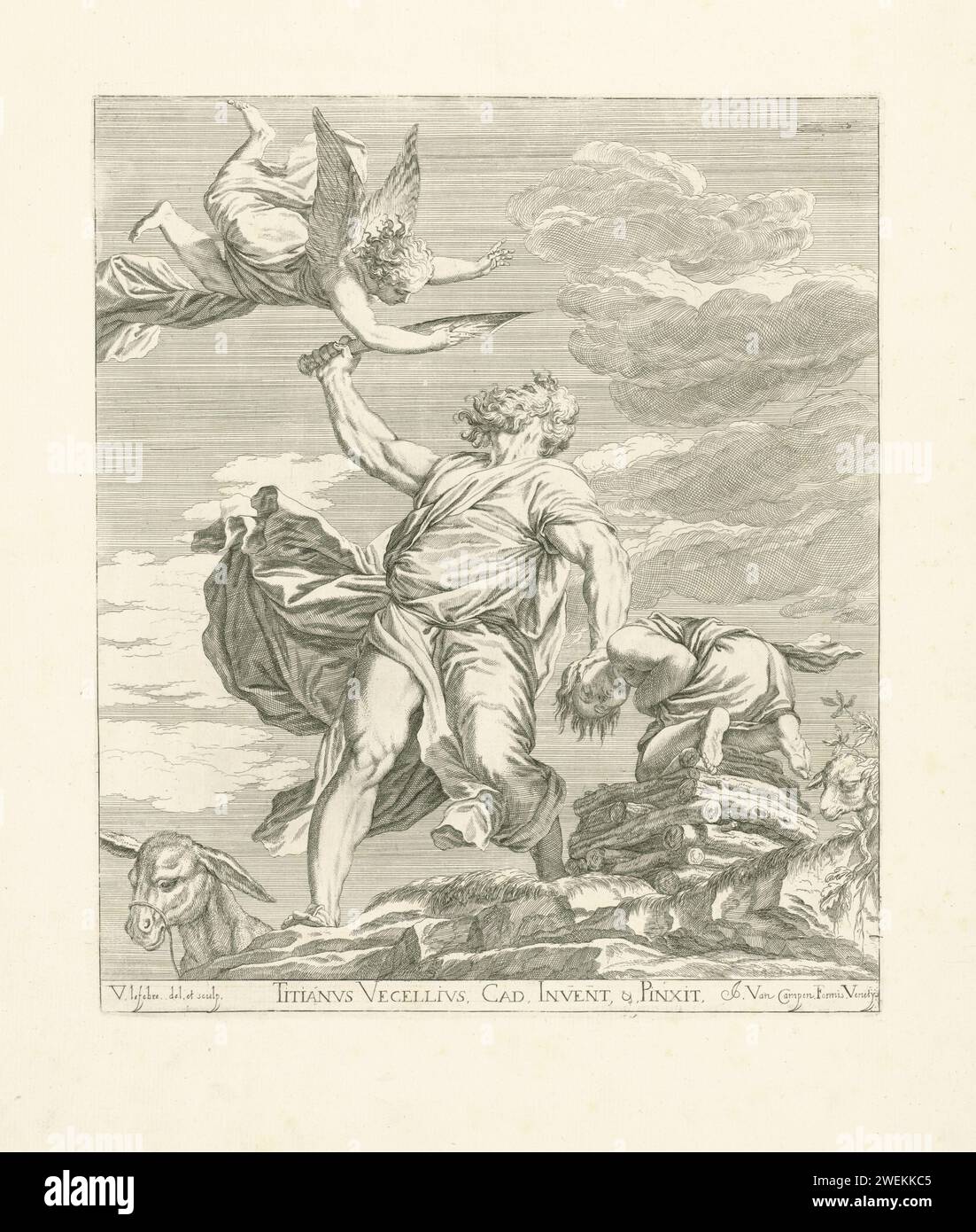 Offer from Abraham, Valentin Lefèbvre, After Titian, 1682 print Abraham ...