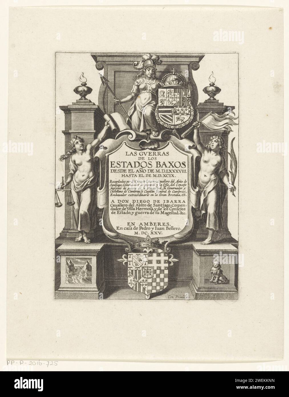 Three personifications with Wapen van Philip II, Anonymous, 1625 print ...