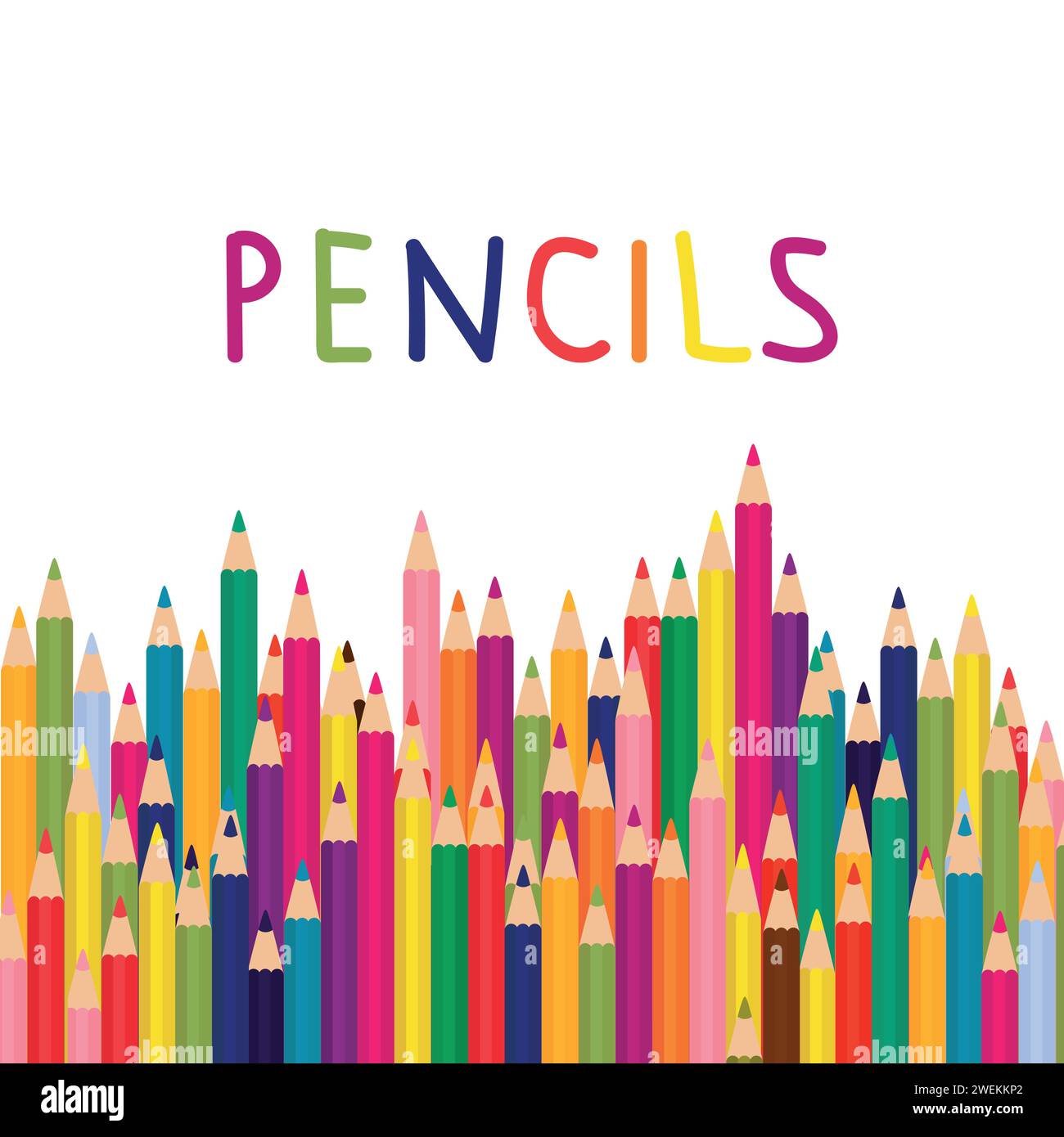 Colored pencils background. Colorful banner with pencils set. Vector ...