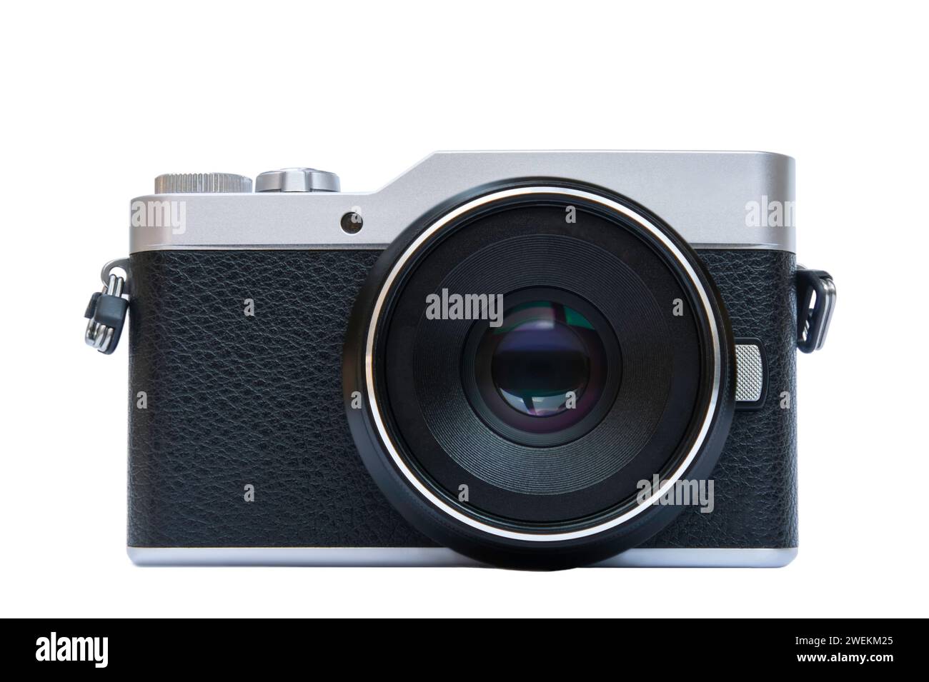 Camera in retro style front view cut out on a white background Stock ...