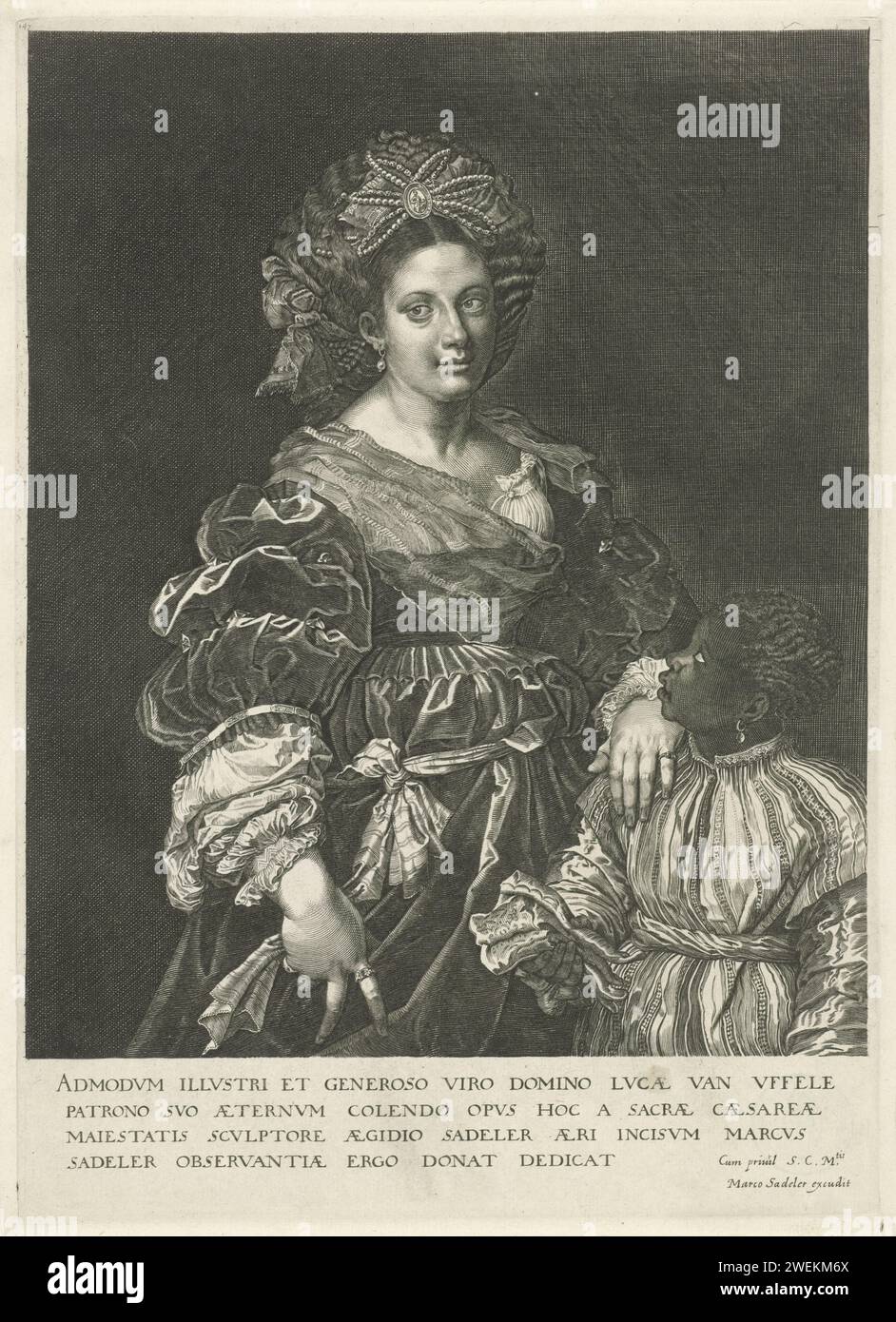 Portrait of Laura de 'Diani and a slave -made servant, Aegidius Sadeler ...