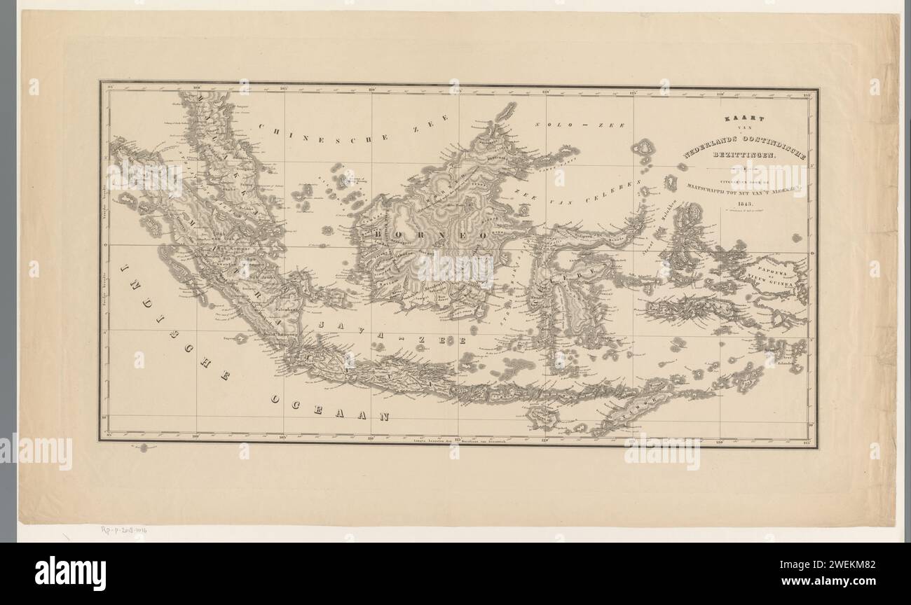 Map of the former colony of the Dutch East Indies, Daniël Vulawaard (II), 1843 print paper ...