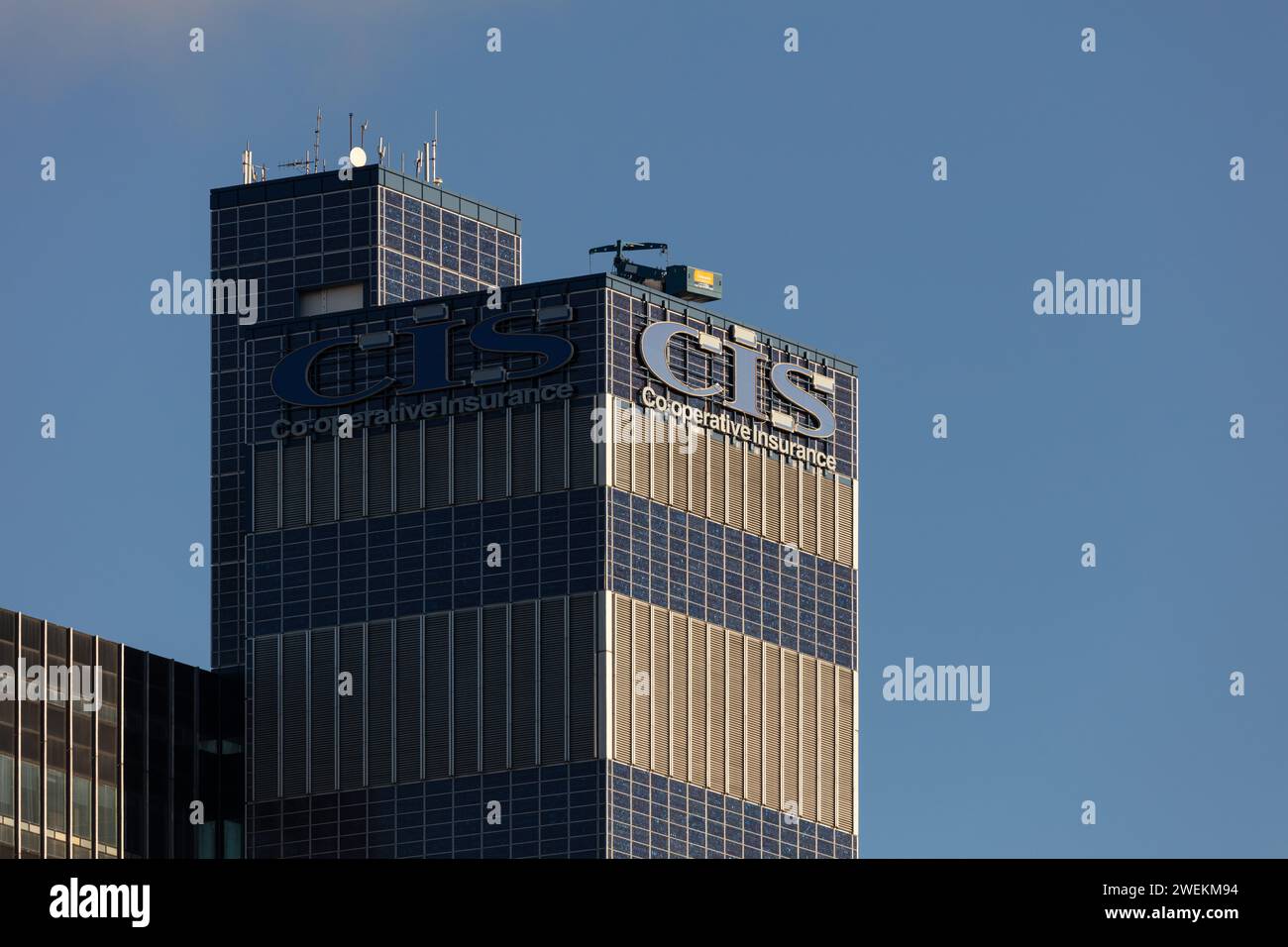 The iconic grade listed CIS Tower in Manchester, UK. Photographed on a ...