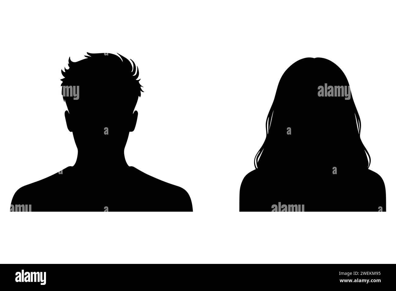 A vector illustration depicting male and female face silhouettes or ...