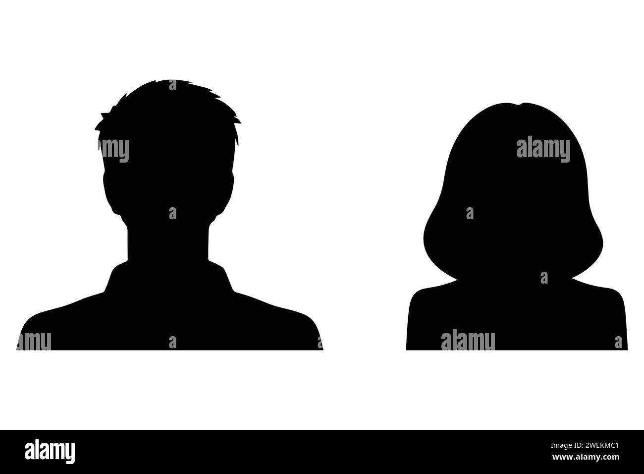 A vector illustration depicting male and female face silhouettes or ...