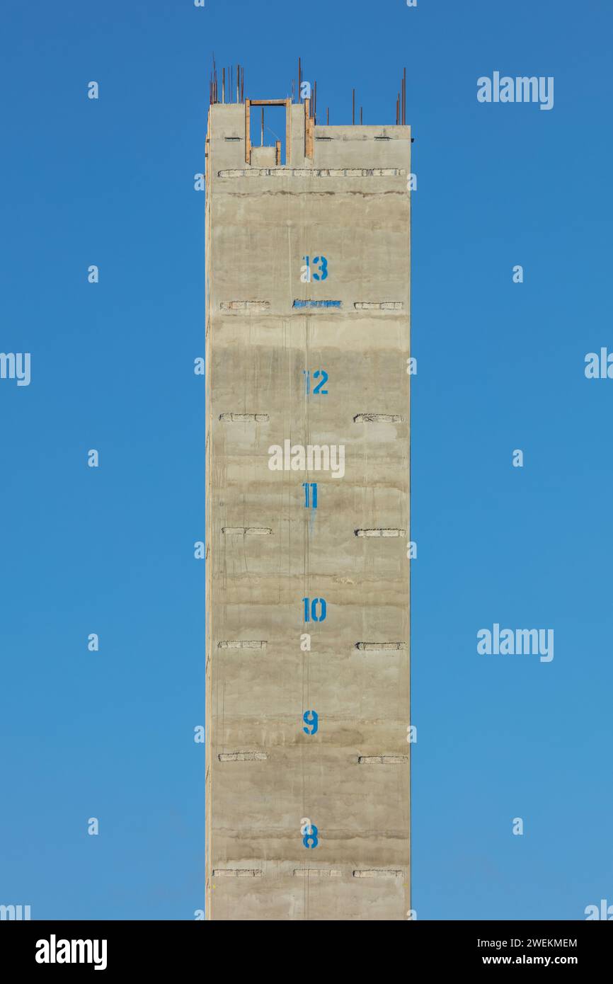 Image of the concrete core tower and reinforcing bars during ...