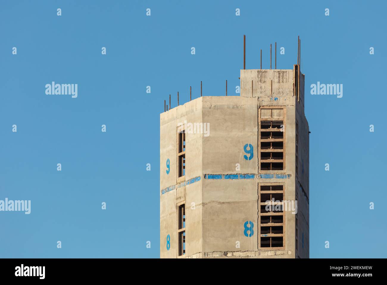 Image of the concrete core tower and reinforcing bars during ...