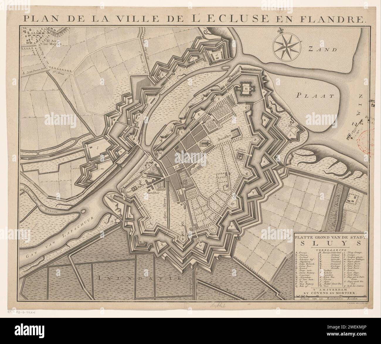 Vesting map of Sluis, Frans de Bakker, 1748 print Vesting map of Sluis ...