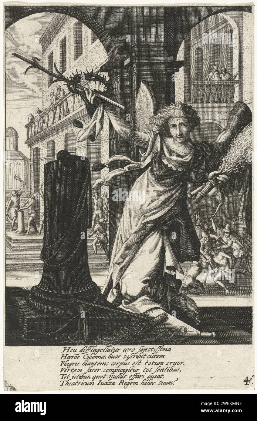 Angel with gesels near the Geselpaal, Abraham Hogenberg, after Augustin ...