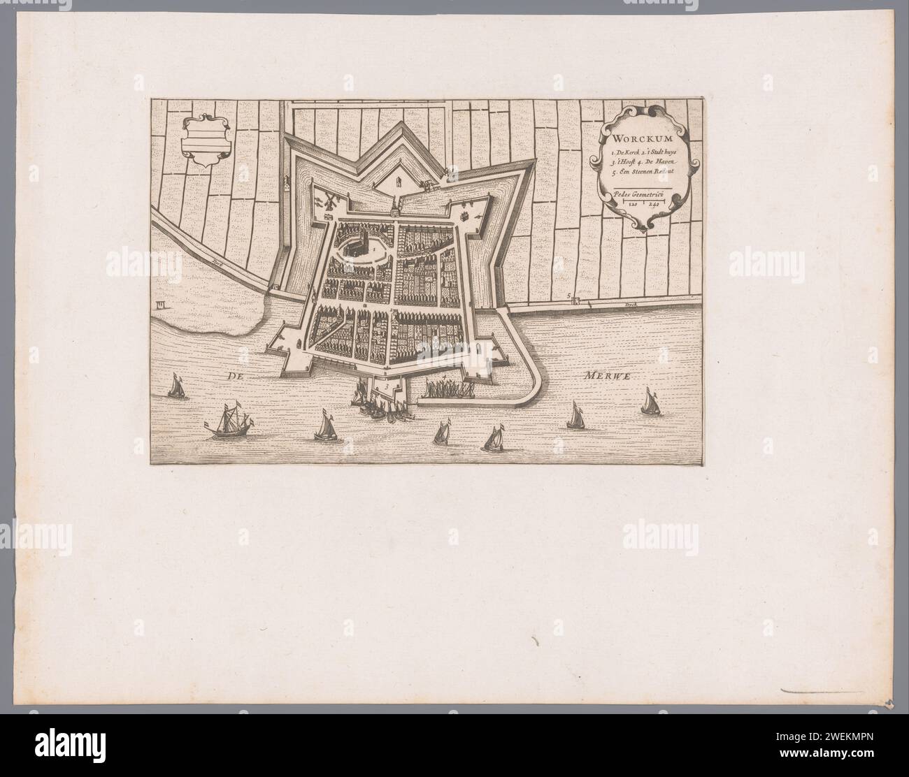 Map of Woudrichem, Anonymous, 1632 print paper etching maps of cities ...