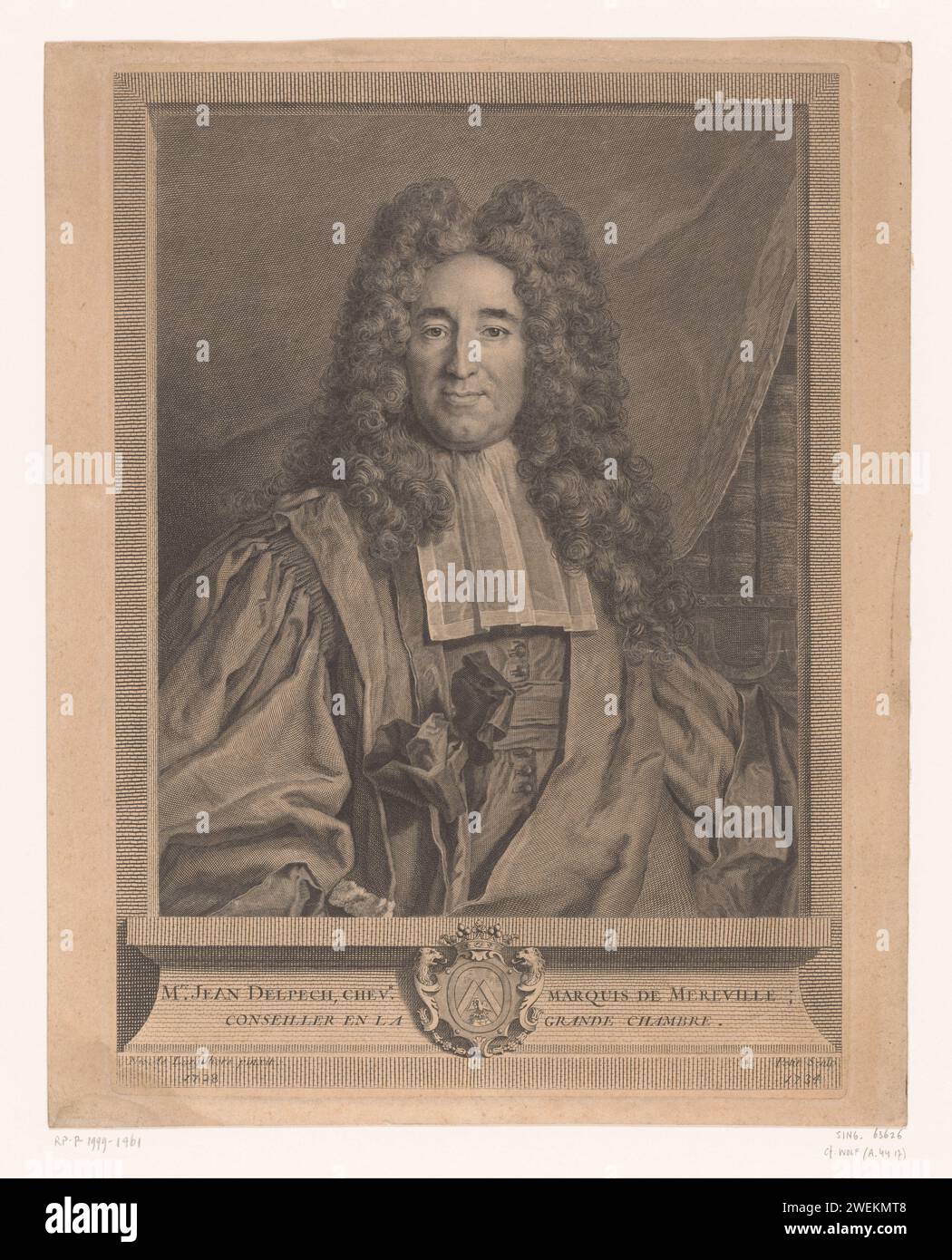 Portret van Jean Delpech de Méréville, 1734 print paper engraving ...