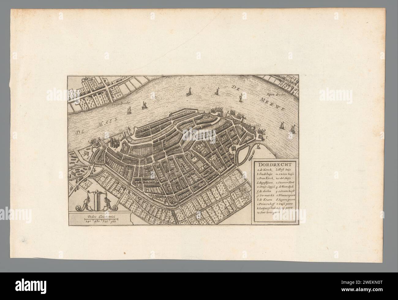 Map of Dordrecht, Anonymous, 1632 print paper etching / letterpress ...