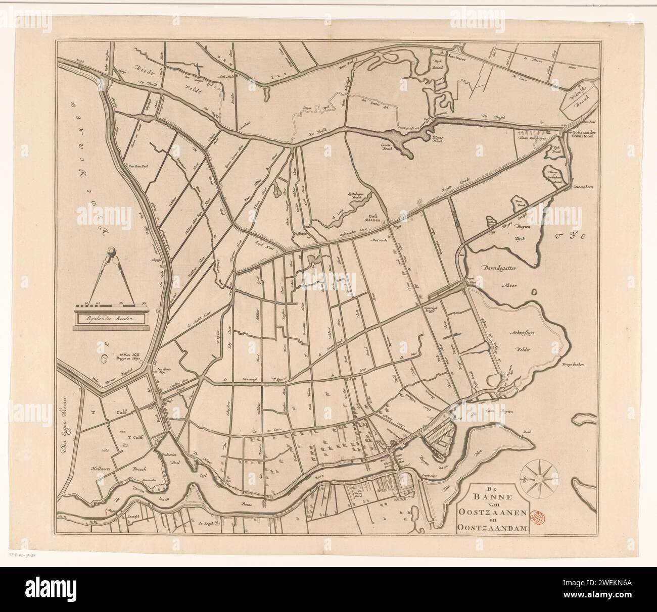 Map of De Banne Oostzaan and Oostzaandam, Anonymous, in or after 1638 ...