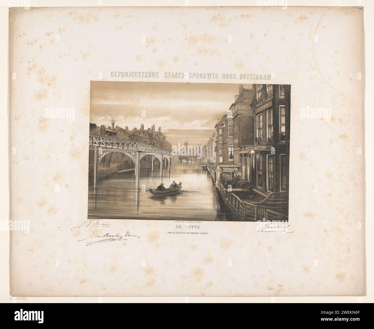 Future vision on River Rotte in Rotterdam with railway line, Jan Mesker ...