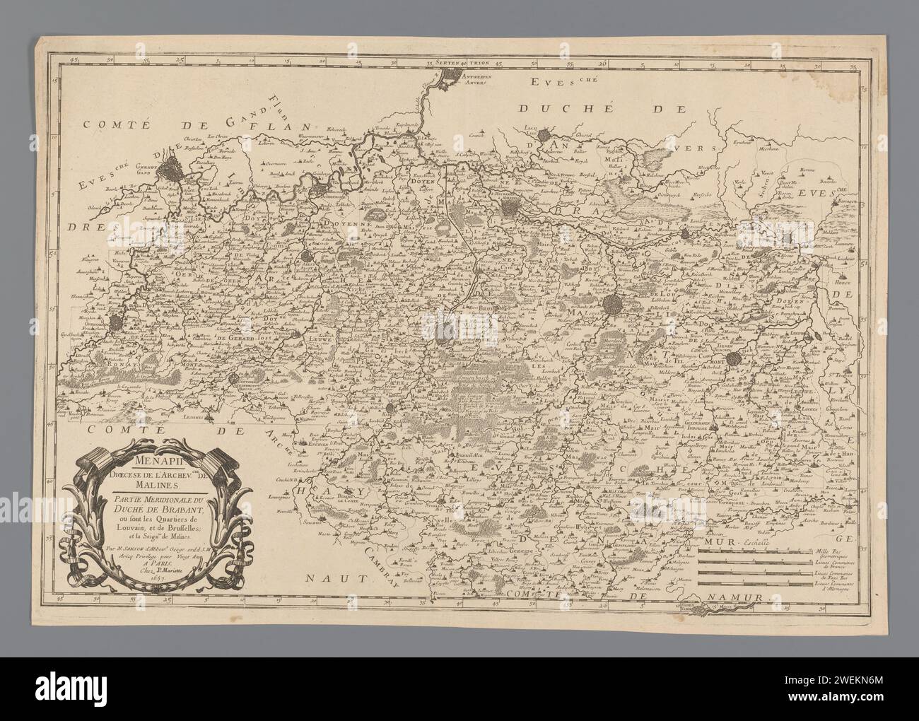 Map of the southern part of the Duchy of Brabant, Anonymous, 1657 print Map of the southern part ...