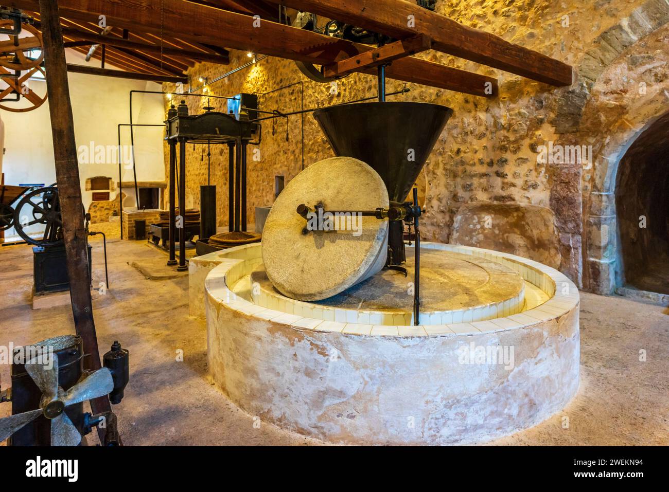 traditional olive oil production system, Galatzo house, dry stone path ...