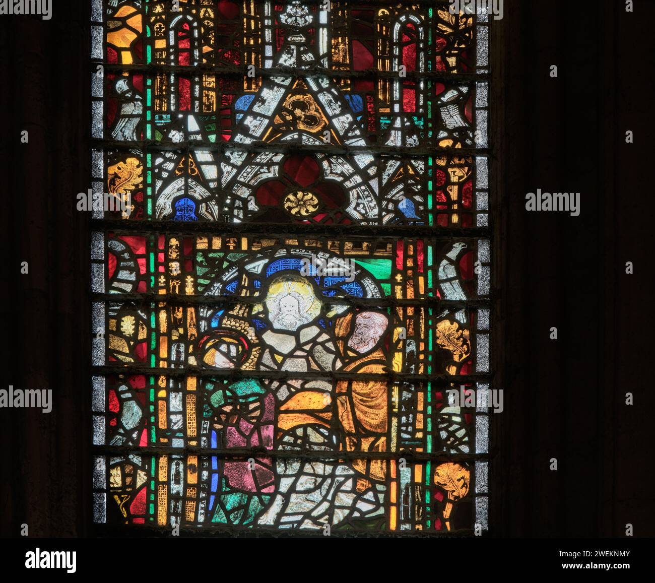 Medieval stained glass window in the cathedral at York, England Stock ...
