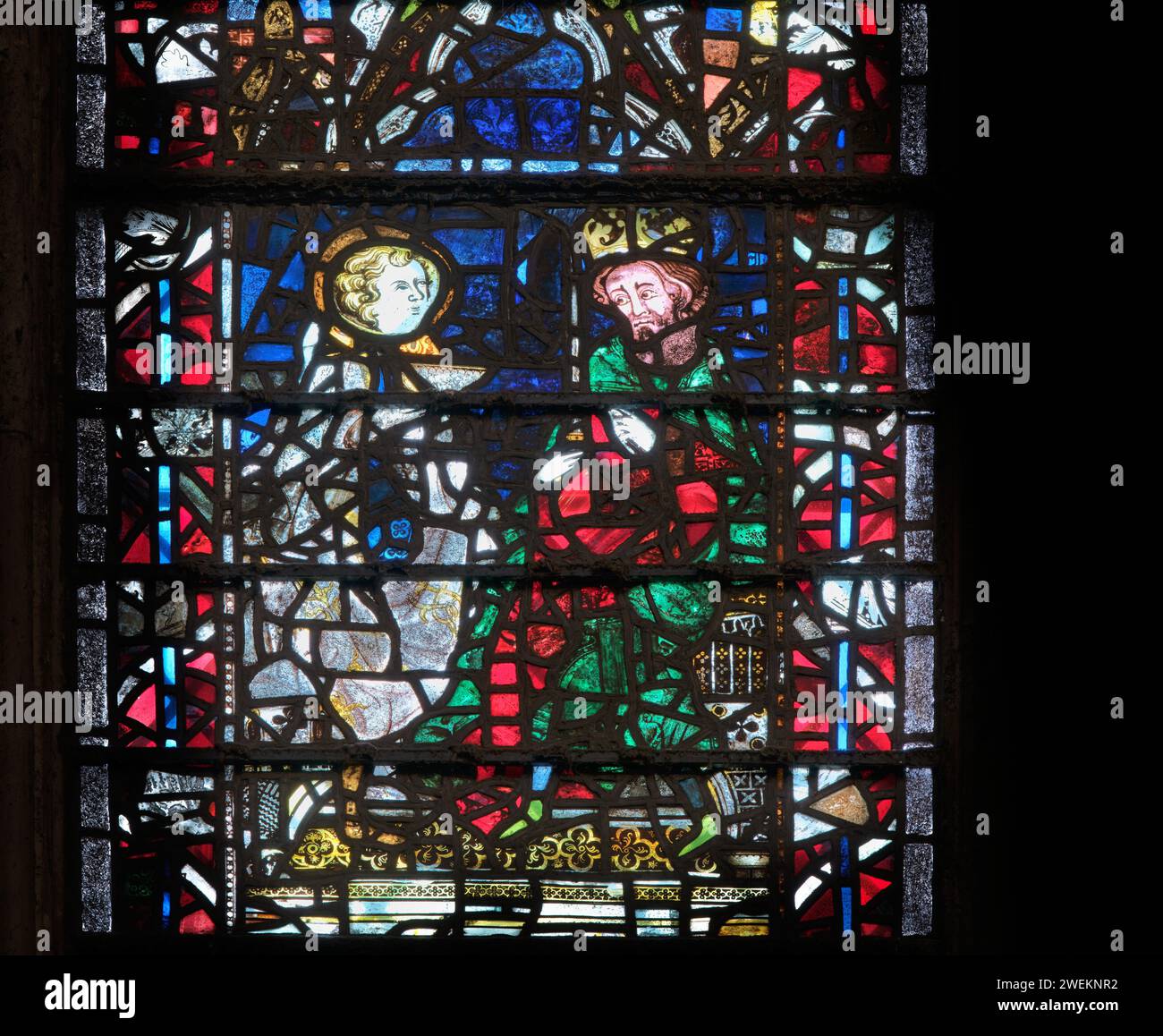 Medieval stained glass window in the cathedral at York, England Stock ...