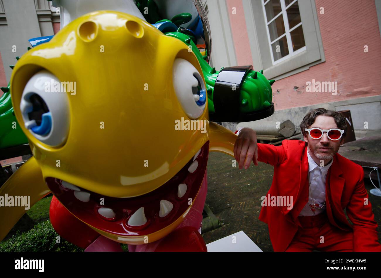 Naples, Italy. 25th Jan, 2024. British artist Philip Colbert poses next ...