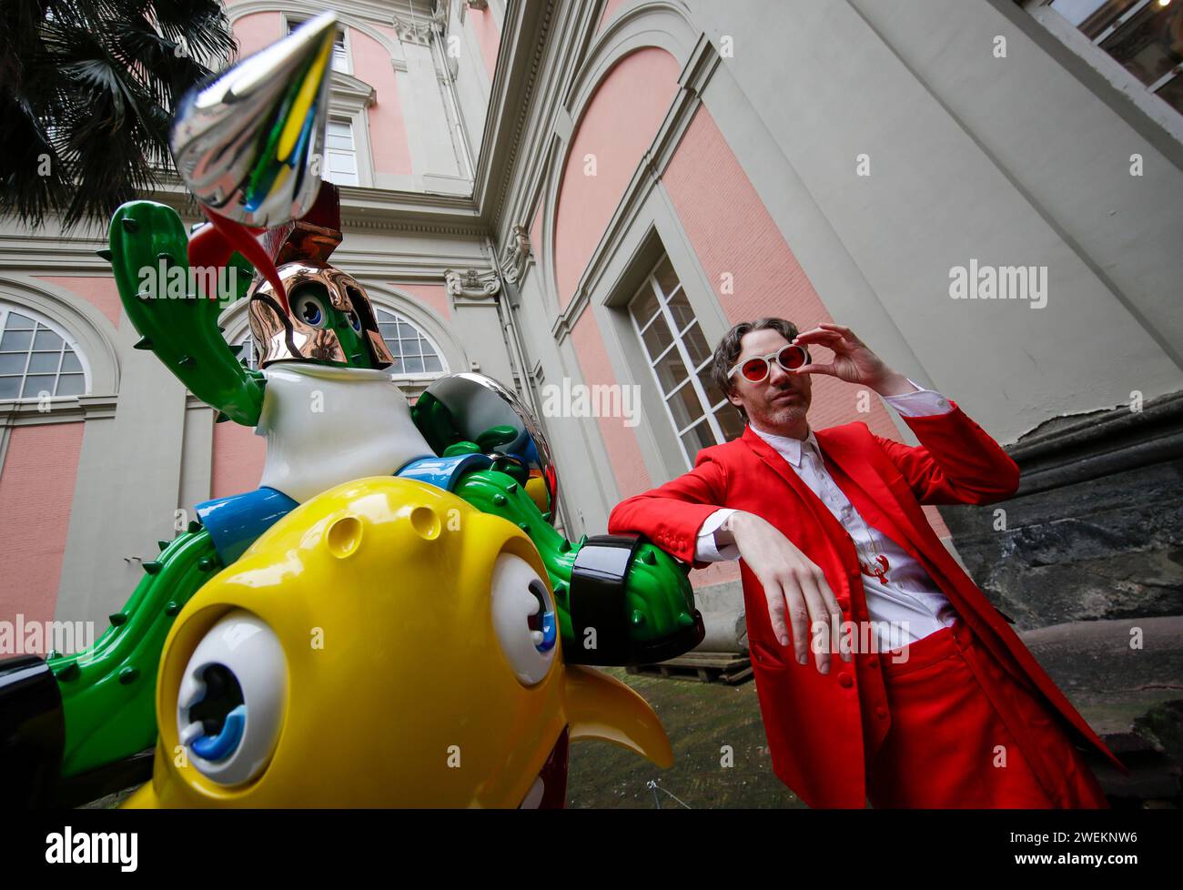 Naples, Italy. 25th Jan, 2024. British artist Philip Colbert poses next ...