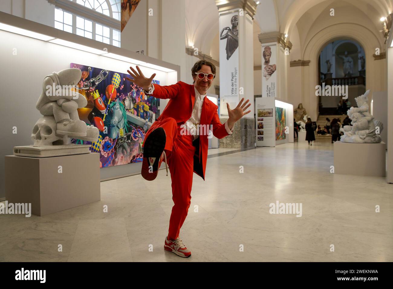 Naples, Italy. 25th Jan, 2024. British artist Philip Colbert poses for ...
