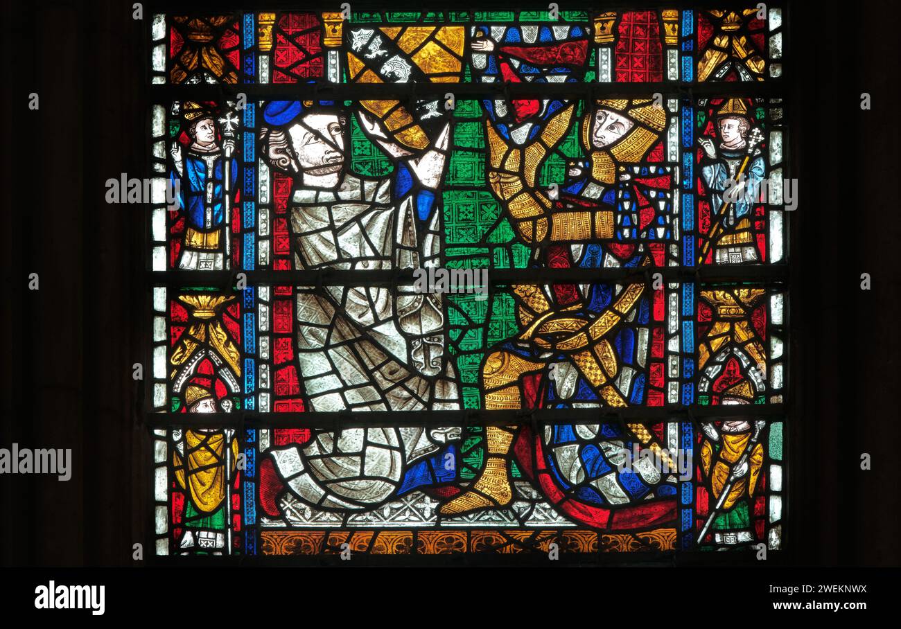 Medieval stained glass window in the cathedral at York, England Stock ...