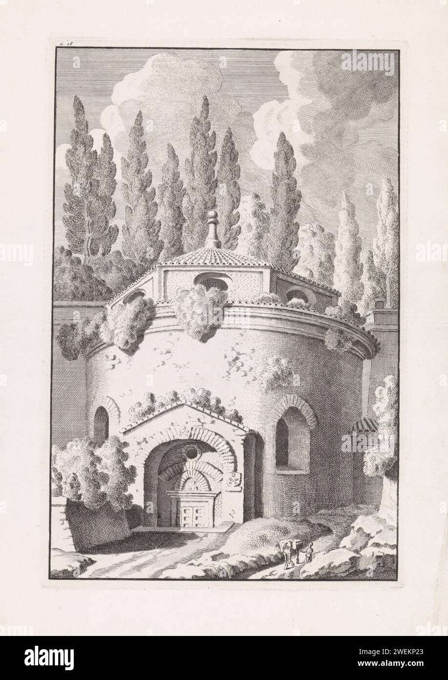 Ruin of a Roman round temple, Bonaventura van Overbeek, 1708 print ...